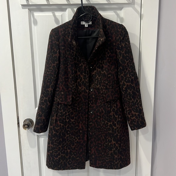 Via Spiga | Jackets & Coats | Via Spiga Leopard Pea Coat | Poshmark